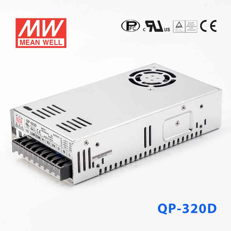 Mean Well QP-320D 320W 5V 12V 24V -12V Power Supply | Universal AC Input | Active PFC - Enclosed ...